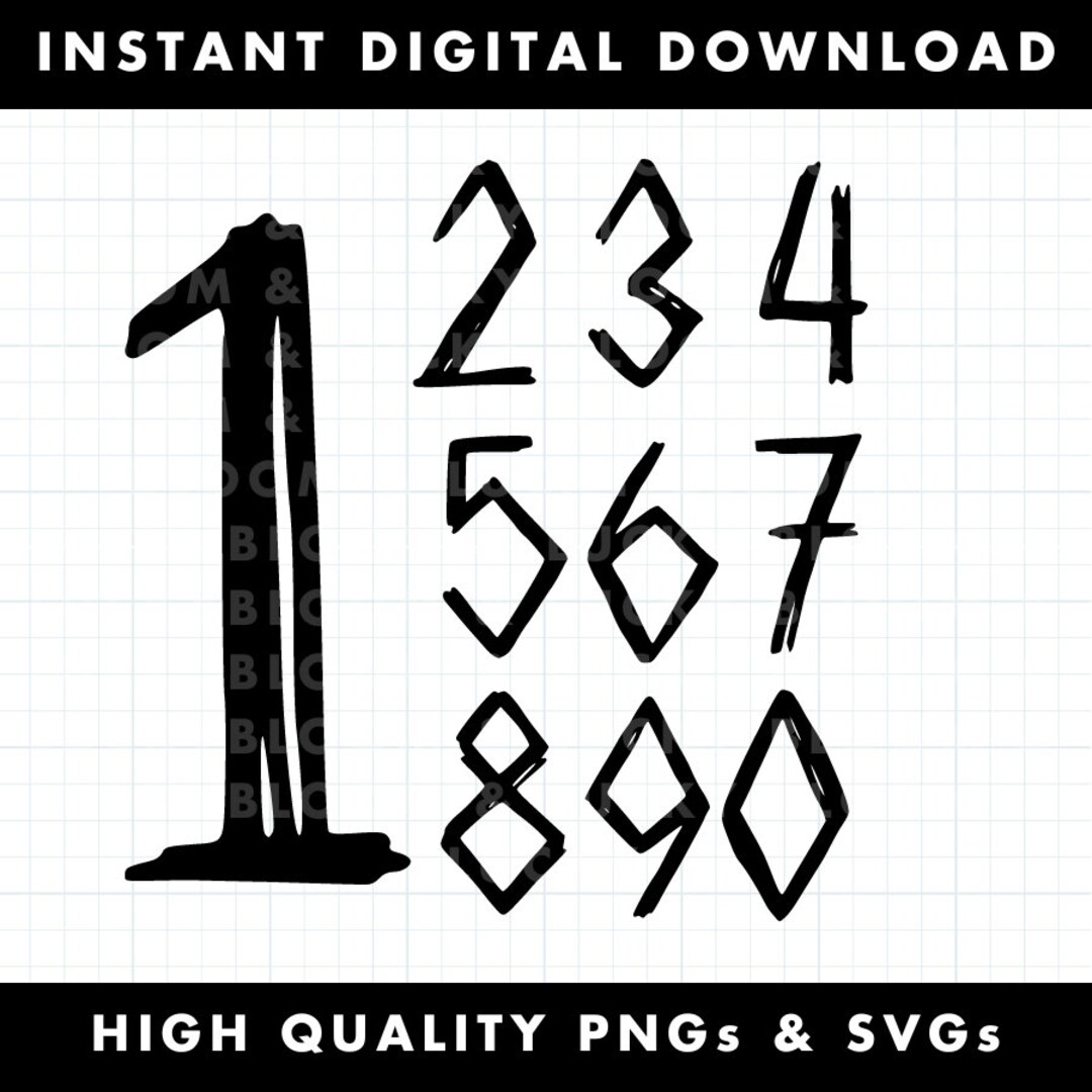 0-9 Punk Numbers Font SVG Bundle Birthday Numbers SVG Files for Cricut ...