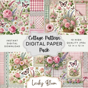 Pink Cottage Flower Pattern 10 Clip Art Set Hi Res Watercolor Jpgs ...