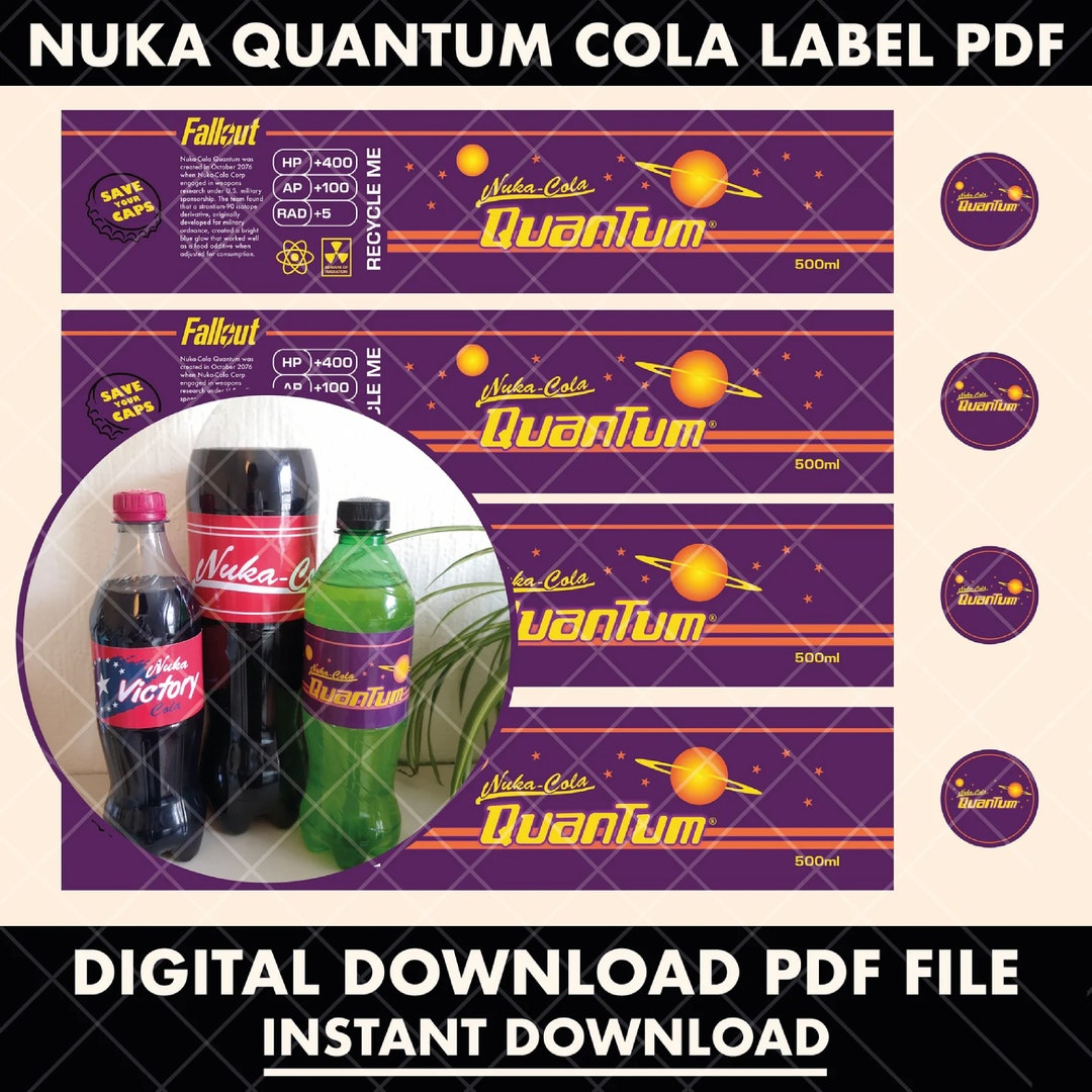 Nuka Quantum Cola Print at Home Labels Digital Download Instant ...