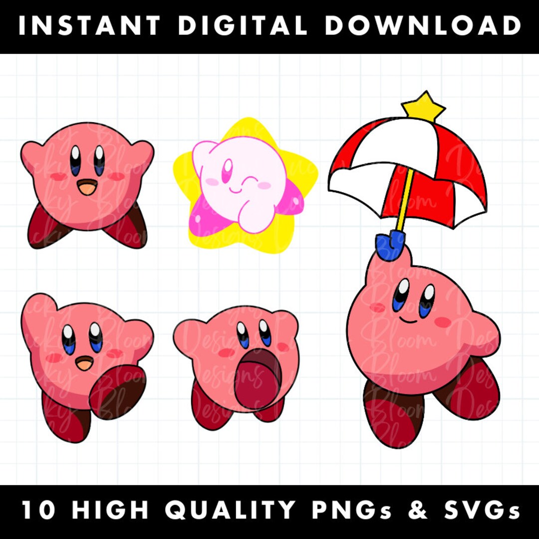 Kirby Character Clipart Pngs & Svgs SVG Files for Cricut Kirby Digital ...