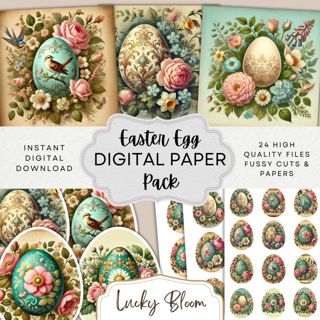 Shabby Chic Easter Egg Junk Journal Kit Bundle 12 Egg Printable Junk ...