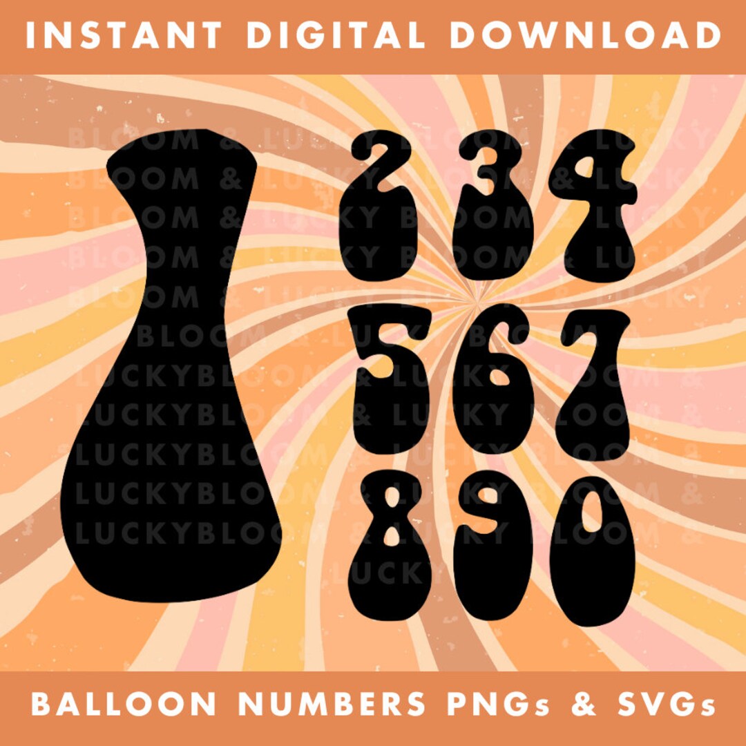 0-9 Retro 60s Numbers SVG Bundle Birthday Numbers SVG Files for Cricut ...