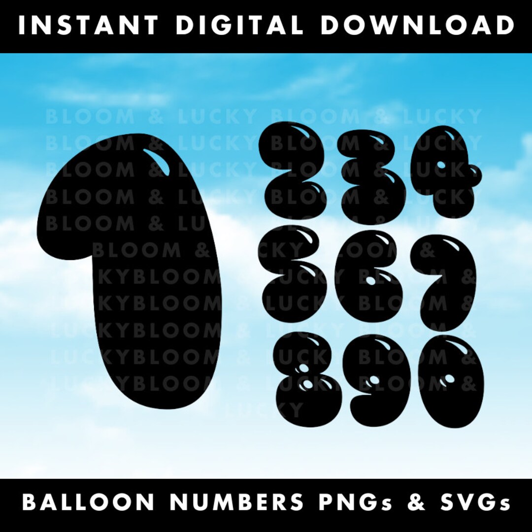 0-9 Balloon Numbers SVG Bundle Birthday Numbers SVG Files for Cricut ...