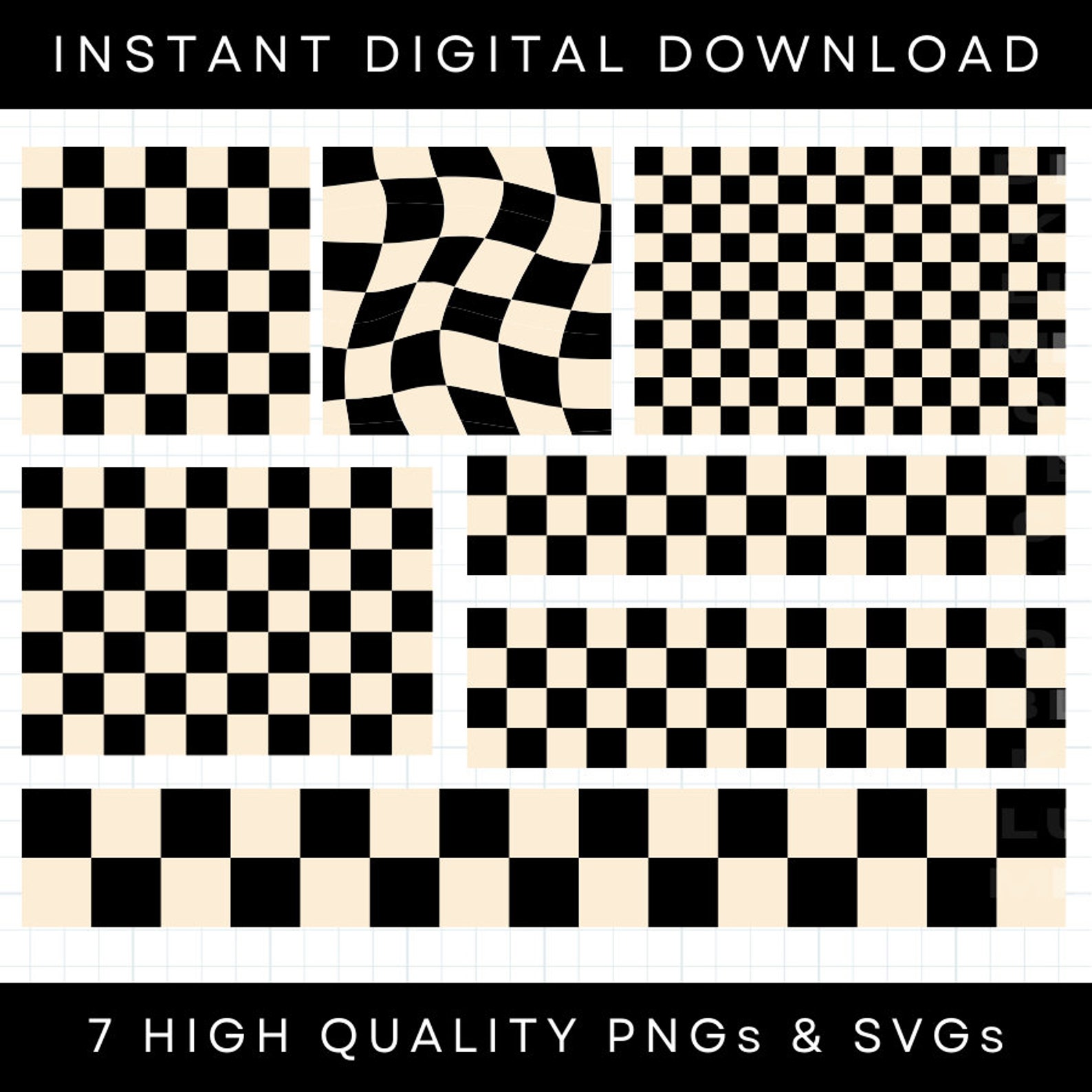 Checkers Clipart SVG Bundle Black Checkers Pattern Png & SVG Cut Files ...