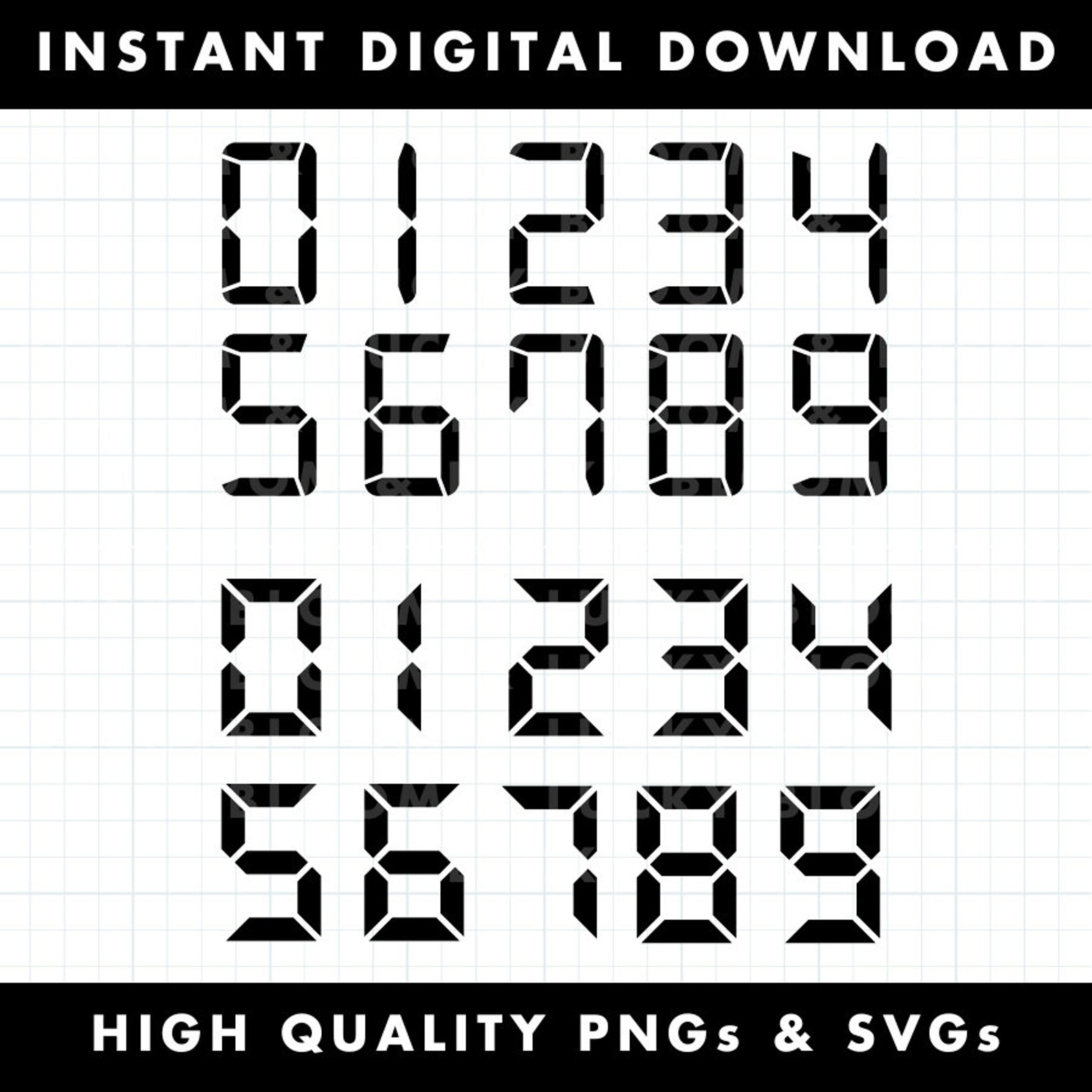 0-9 Digital Alarm Clock Numbers SVG Bundle Birthday Numbers SVG Files ...