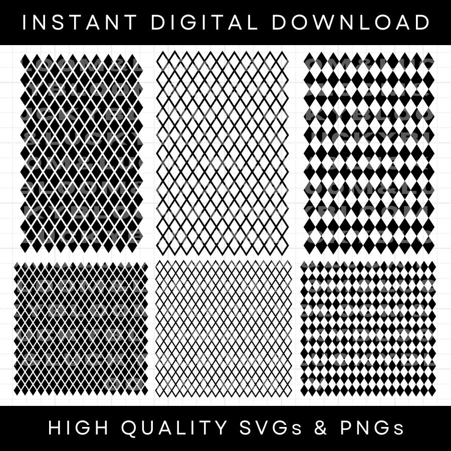 Diamond Pattern SVG Bundle Black Checkered Diamond Pattern Png SVG Cut ...