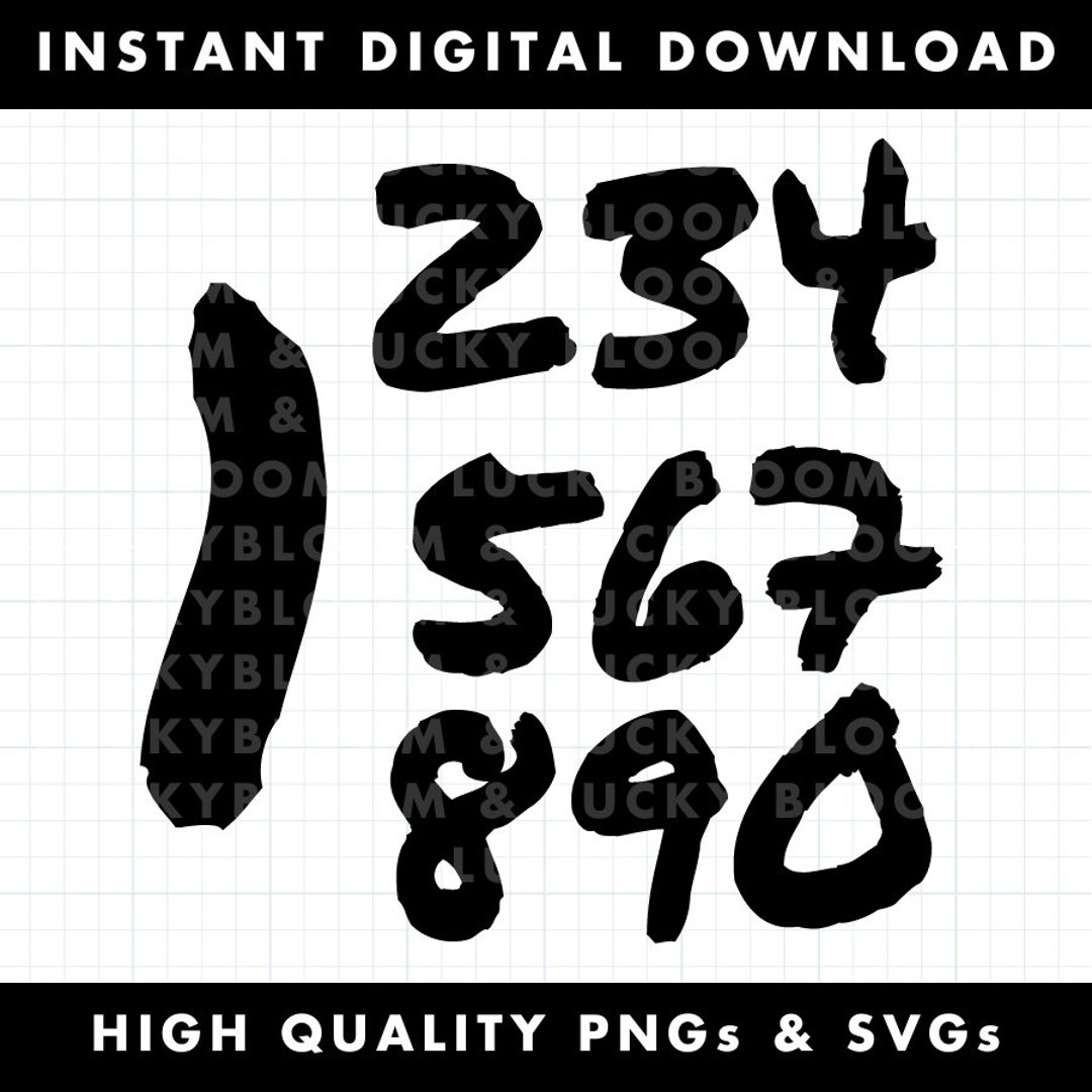 Sharpie Numbers SVG Bundle Hand Drawn 0-9 Birthday Numbers SVG Files ...