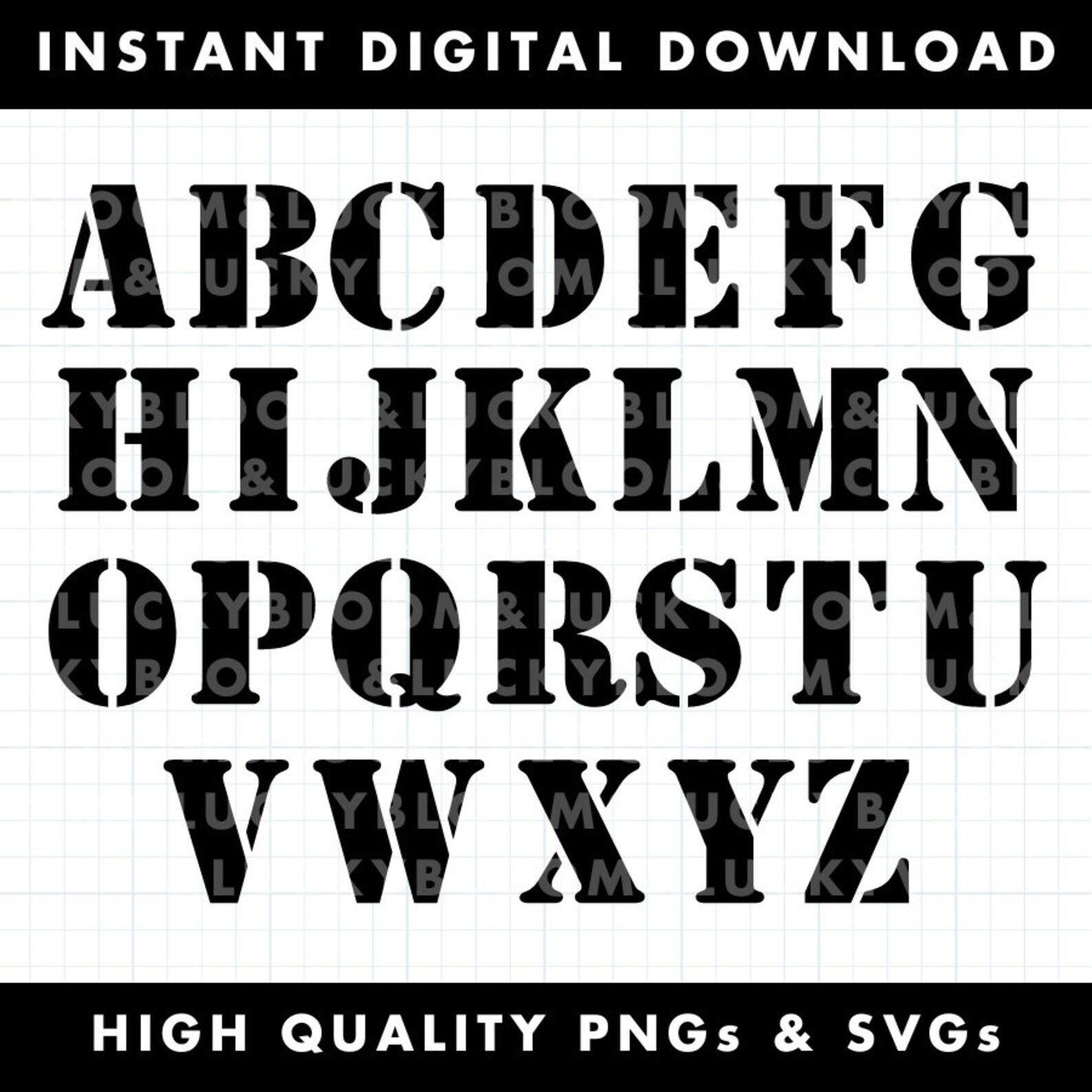 Army Stencil Font SVG Bundle Stencil Font Pngs & SVG Files for Cricut ...