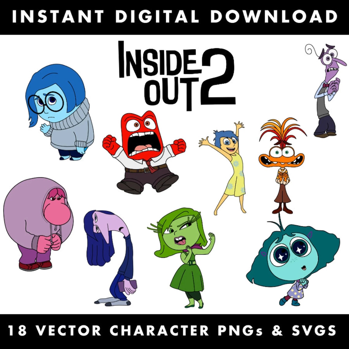 Inside Out 2 Character Clipart PNG Bundle Inside Out 2 Digital Download ...