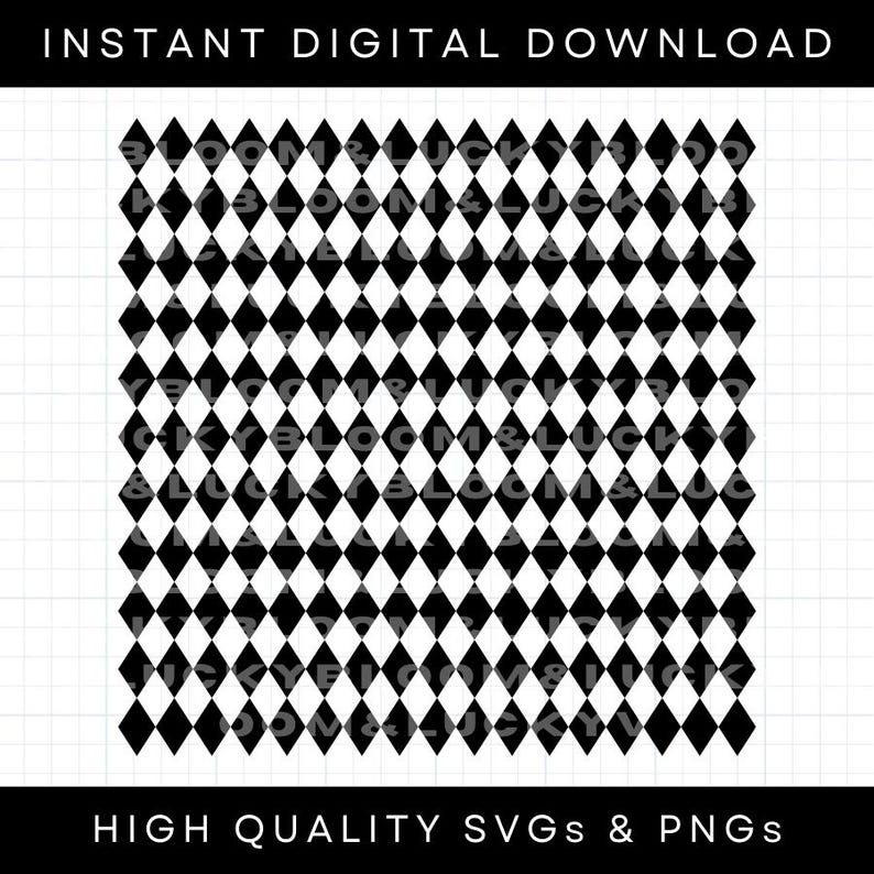 Diamond Pattern SVG Bundle Black Checkered Diamond Pattern Png SVG Cut ...