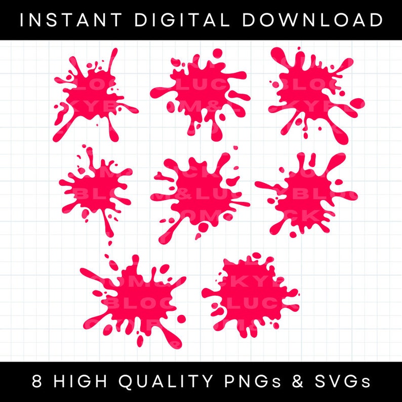 Paint Splatter SVG Bundle Red Paint Splat SVG Vector Clipart Background ...
