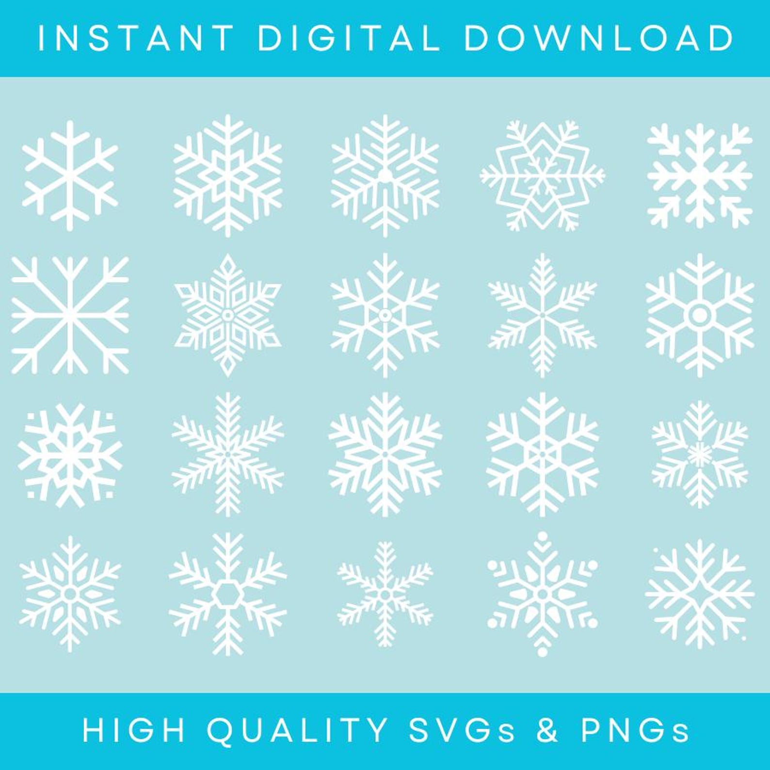 Snowflake Christmas Bundle Clipart PNG & SVG 20 Snowflake Svgs ...