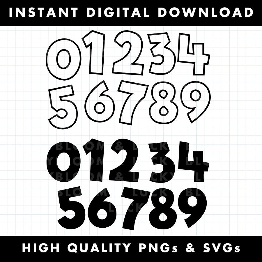 0-9 Comic Strip Numbers SVG Bundle Birthday Numbers SVG Files for ...