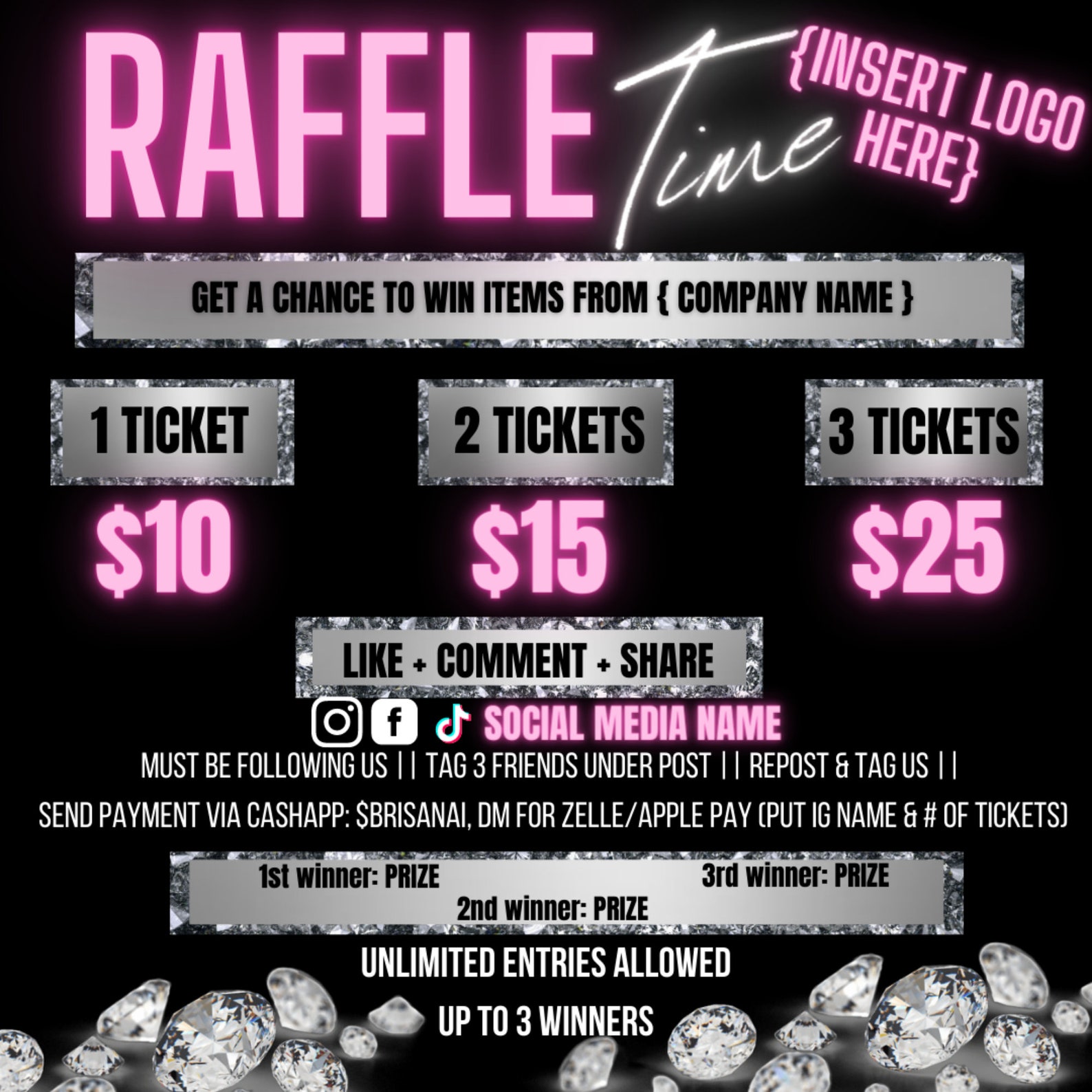 DIY Social Media Flyer: Raffle Time, Raffle Entry, Giveaway Flyer ...