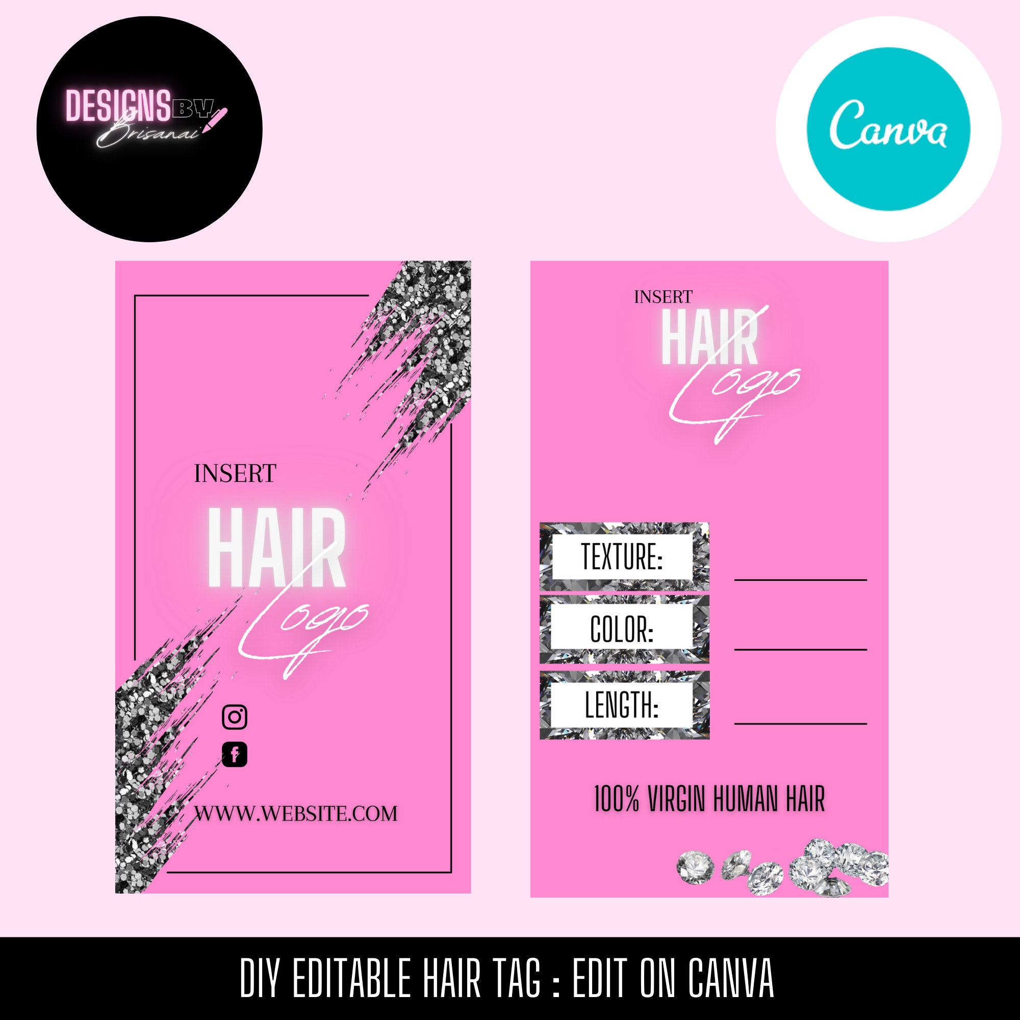 DIY: Editable Hair Tag, Hair Extensions Tag - Etsy