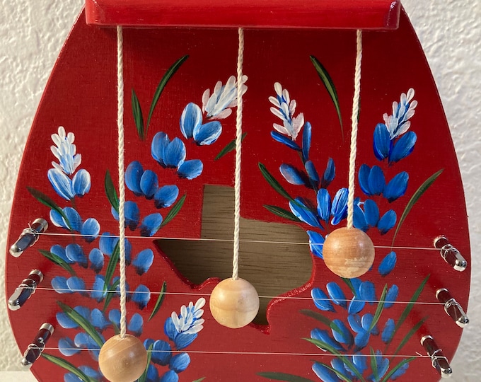 Red Door Harp Handpainted With Texas Bluebonnets. Handcrafted Texas ...
