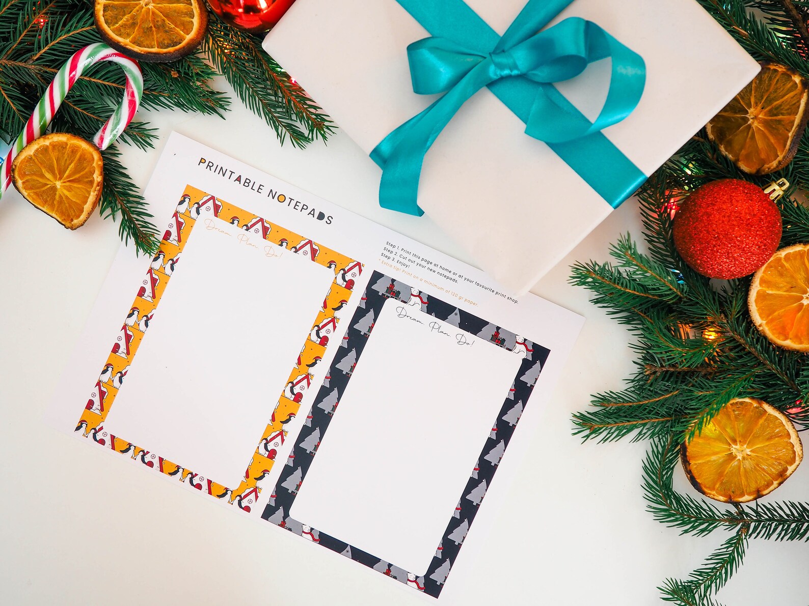 Printable Christmas Notepad/christmas Stationary/polar Bear Pattern ...