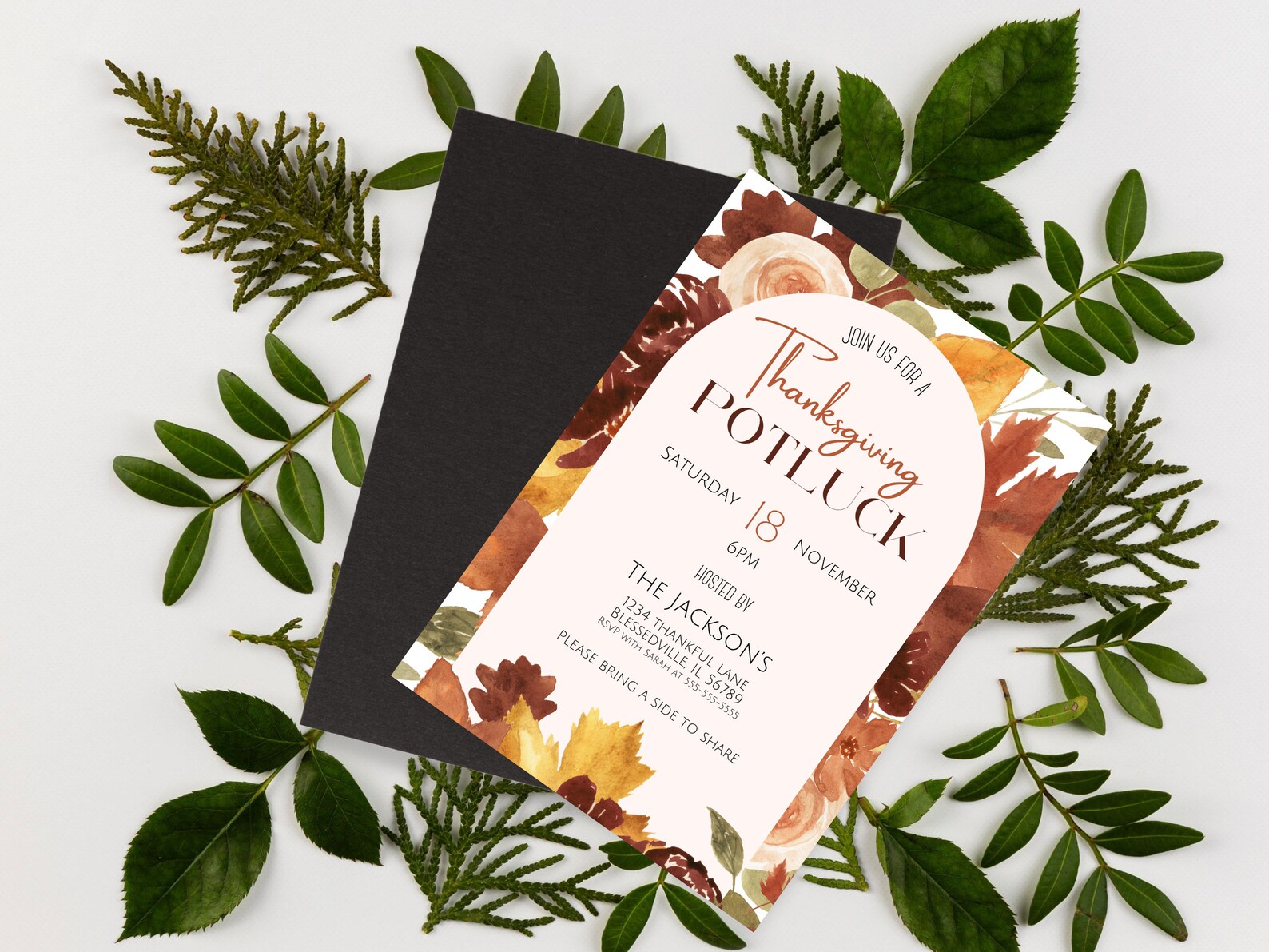 Thanksgiving Potluck Dinner Invitation, Potluck, Printable & Editable ...