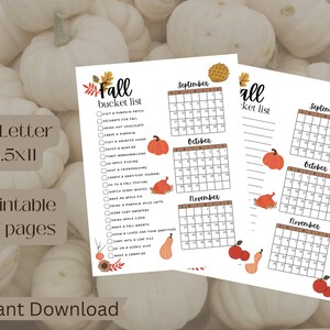 Printable Fall Activities Bucket List, Fall & Autumn, US Letter Size 8 ...