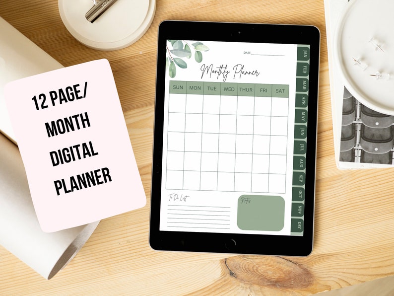 12 Month Digital Planner Minimalist Planner Digital and Print ...