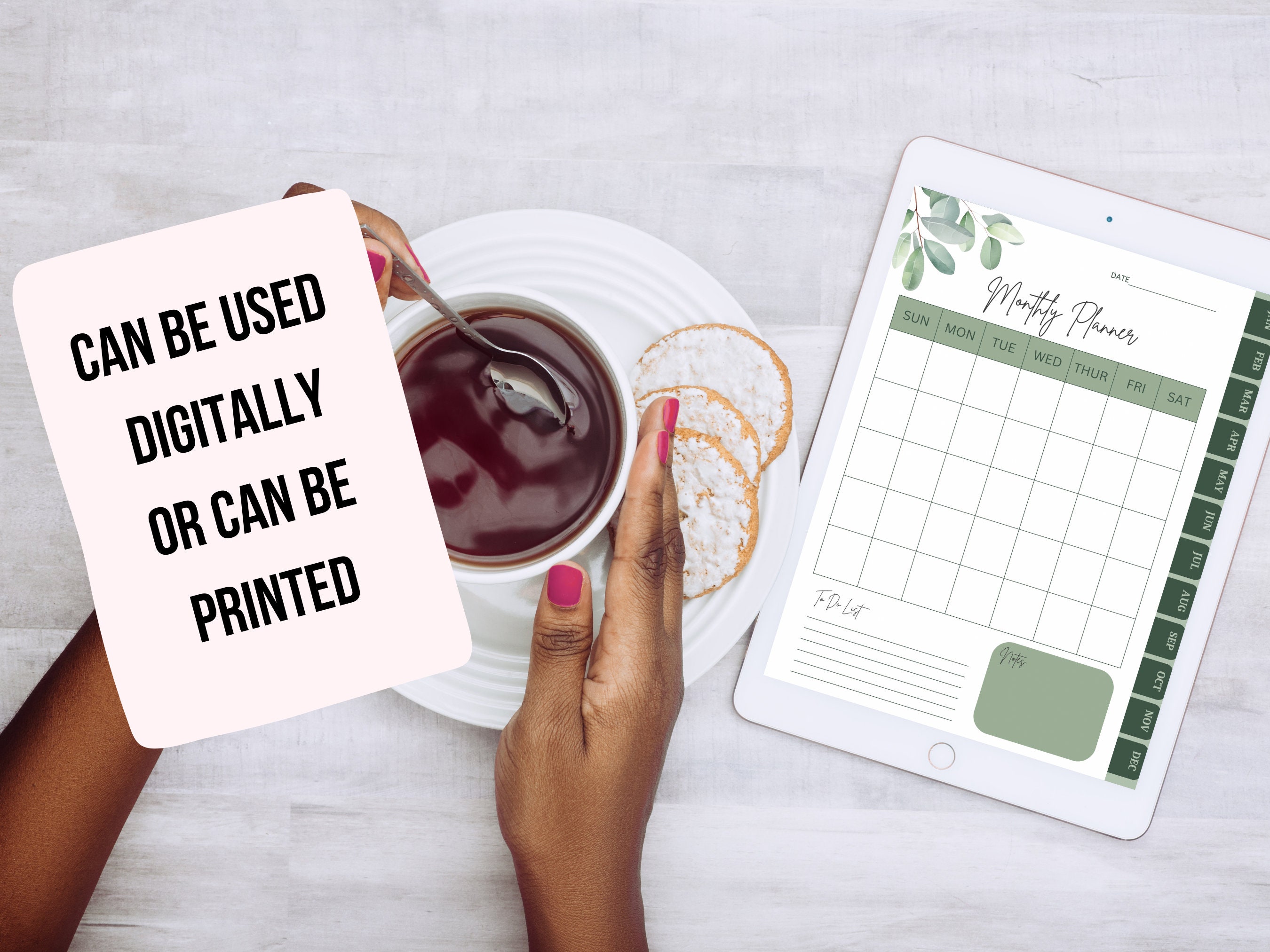 12 Month Digital Planner Minimalist Planner Digital and Print ...