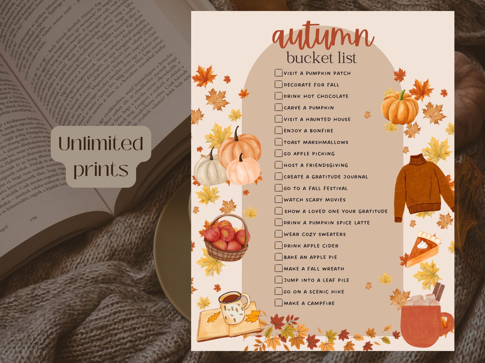 Printable Autumn/fall Printable Activities Bucket List, US Letter Size ...