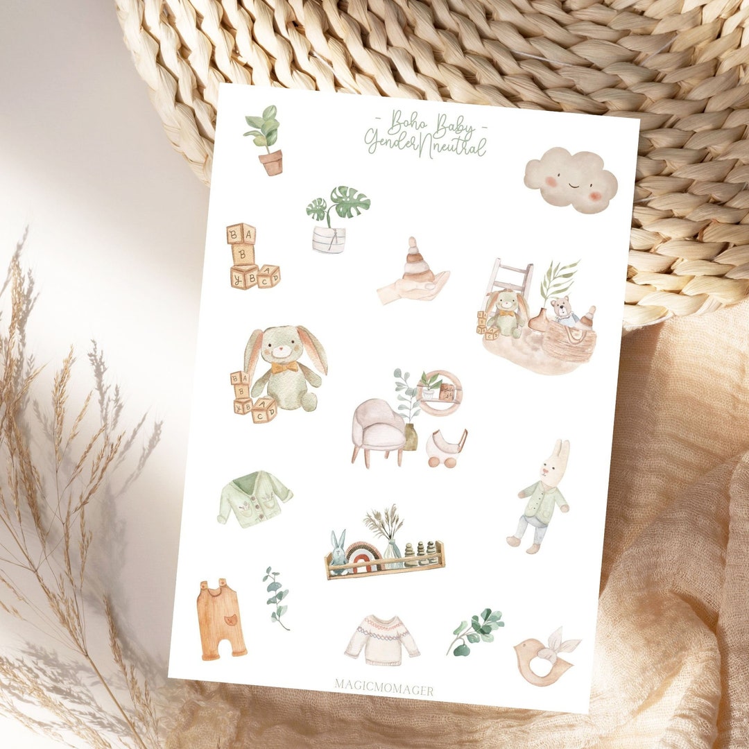 Boho Neutral Baby Stickers, Planner Stickers, Boho Baby, Child, Photo ...