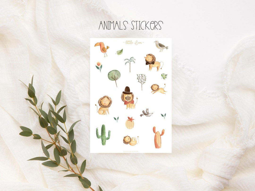 Cute Little Lion Stickers, Cute Forest Animals Stickers Set, Baby Album ...