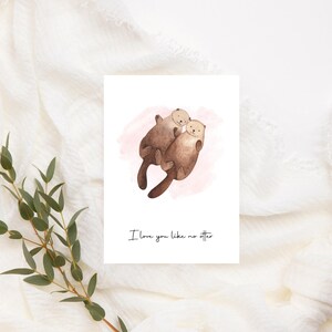 Loving Otter Couple Postcard for Valentine's Day I Love You Like No ...