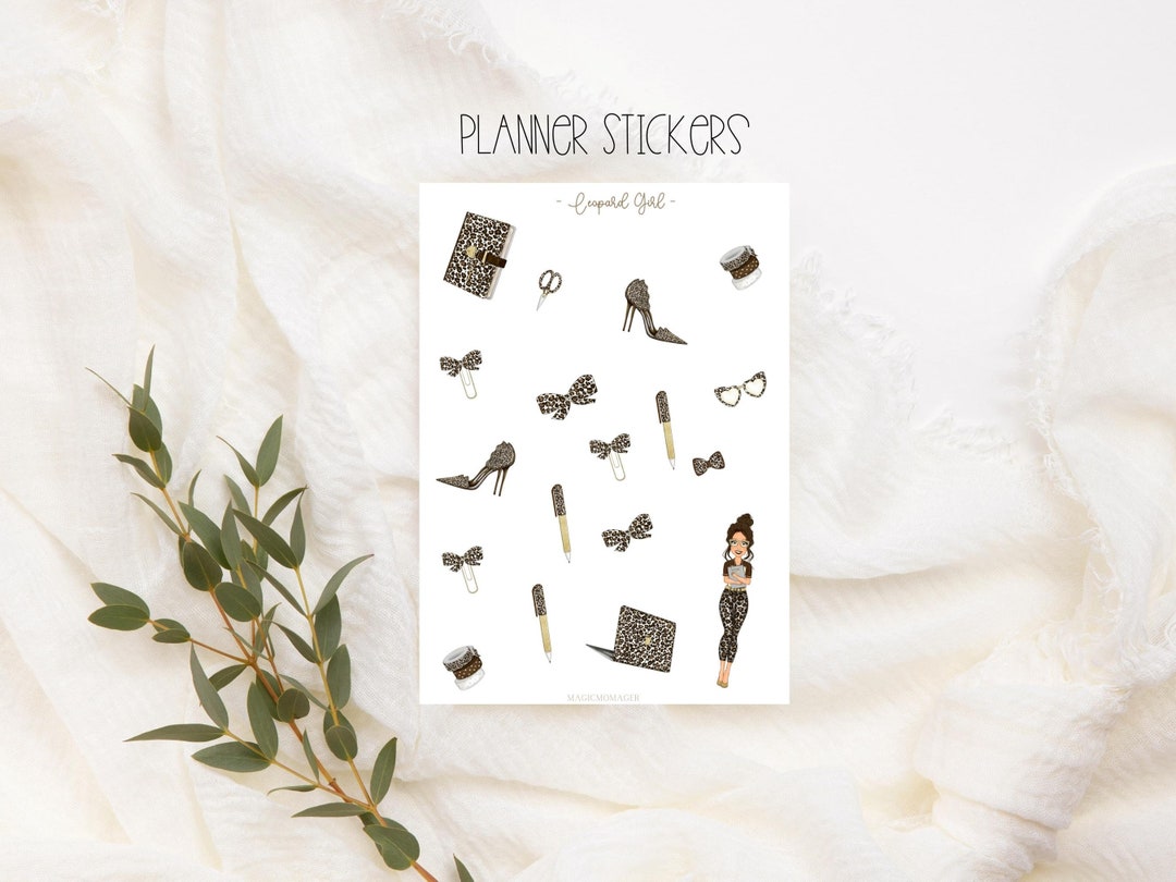Leopard Planner Girl Sticker Set, Sticker Journal Stickers, Planner ...
