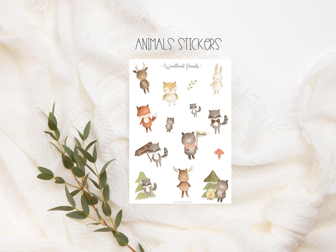 Cute Woodland Animals Stickers, Cute Forest Animals Stickers Set, Baby ...