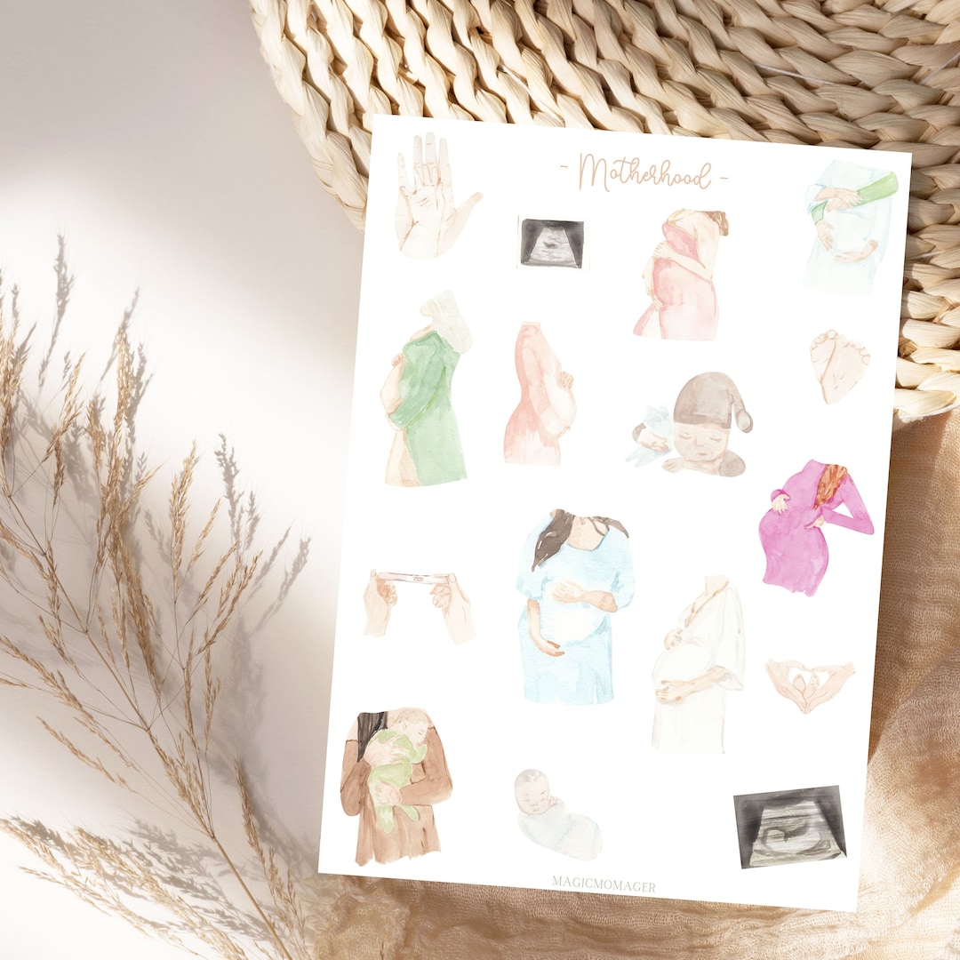 Watercolor Motherhood Stickers Set, Pregnancy, Motherhood Stickers ...