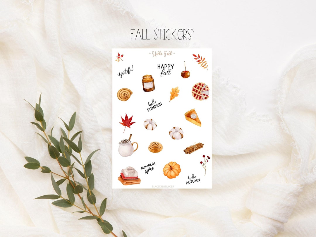 Hello Fall Cute and Cozy Stickers Set, Fall Clothes and Feelings ...
