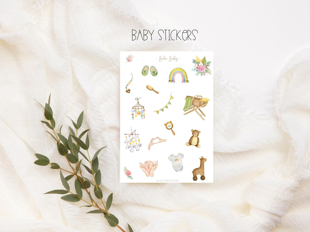 Boho Baby Stickers Set Neutral, Planner Stickers, Boho Baby Girl and ...