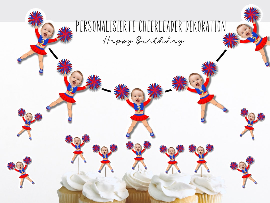 Personalized Cheerleader Cupcake Toppers and Cake Toppers and Confetti ...