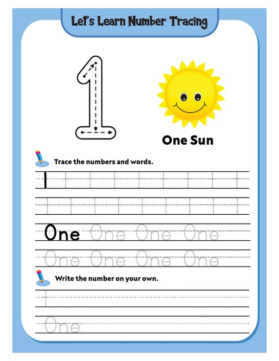 Tracing Numbers in Color - Etsy