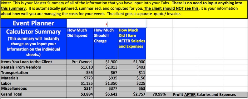 Event Planner Pricing Guide Quote and Invoice Calculator, FREE PRICING ...