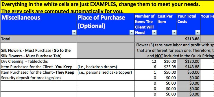 Event Planner Pricing Guide Quote and Invoice Calculator, FREE PRICING ...
