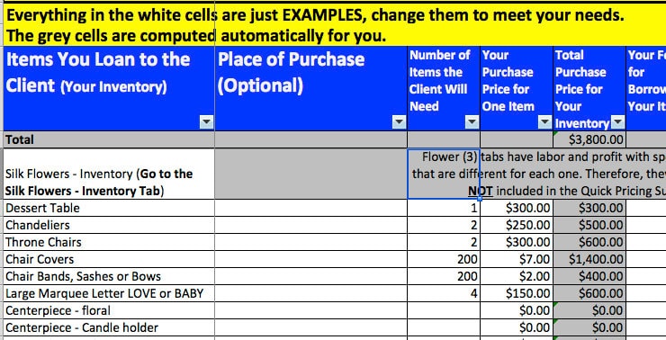 Event Planner Pricing Guide Quote and Invoice Calculator, FREE PRICING ...