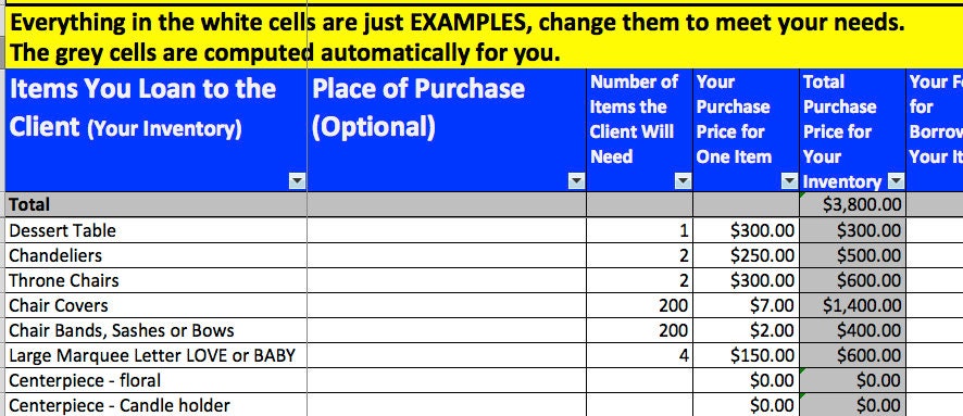 Event Planner Pricing Guide Quote and Invoice Calculator, FREE PRICING ...