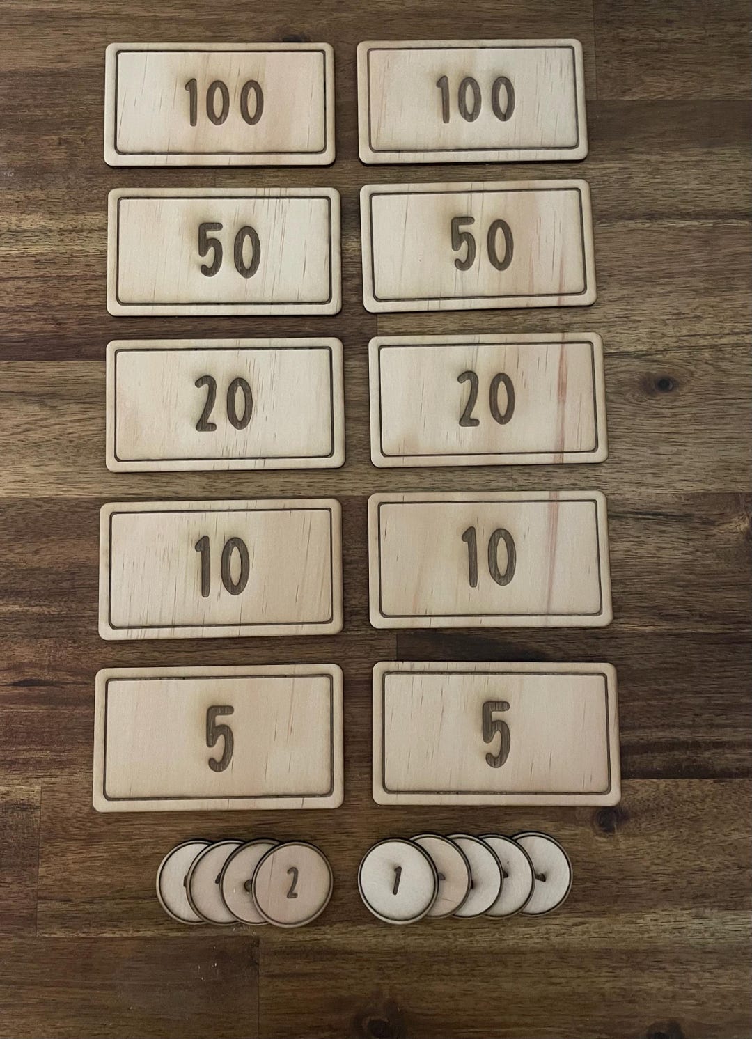 Pretend Wooden Money Playset. - Etsy