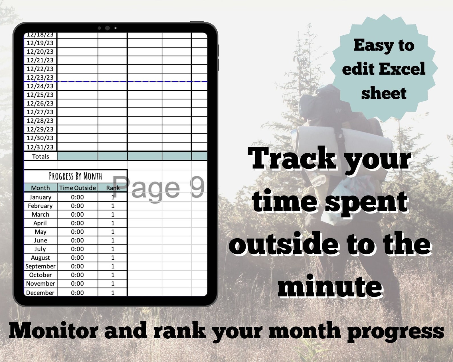 1000 Hours Outside Tracker, 1000 Hours Outside Chart, New Years ...