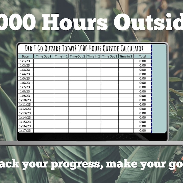 1000 Hours Outside Tracker Chart - Etsy
