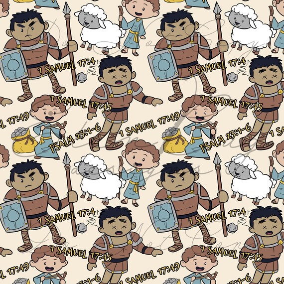 David and Goliath Digital Paper Bible Seamless File Biblical - Etsy