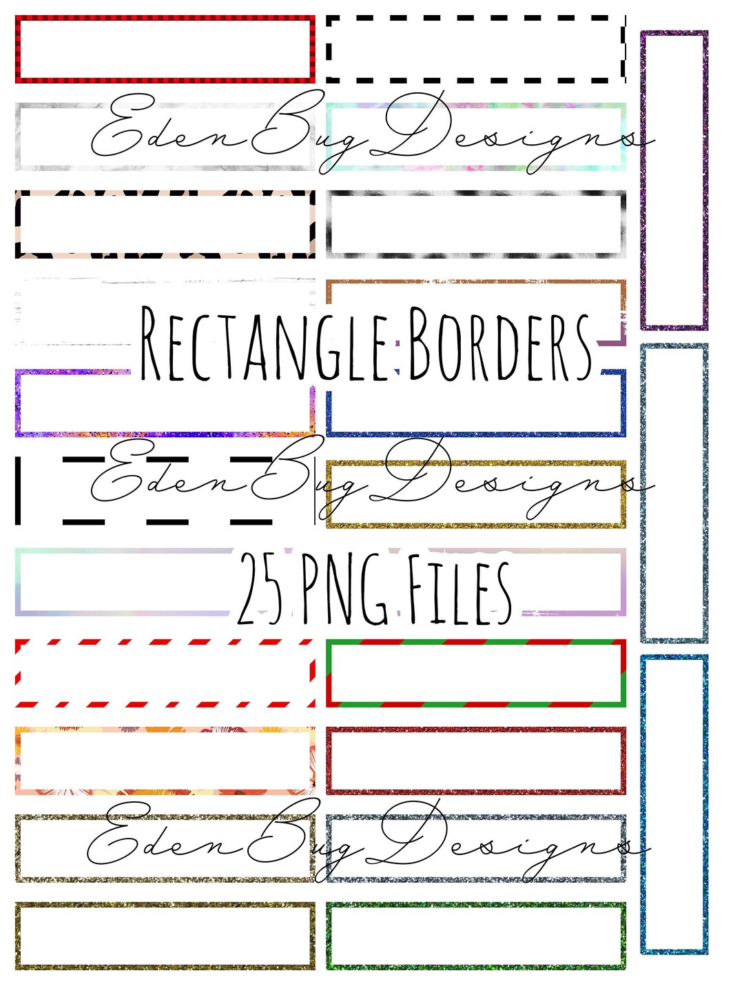 Rectangle Border Clip Art 25 Png Files Sublimation Digital Art Great ...