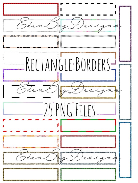 Rectangle Border Clip Art 25 Png Files Sublimation Digital | Etsy