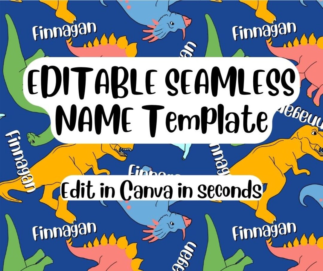 Editable Seamless Name Template, Dinosaurs Digital Paper, Jurassic Boys ...
