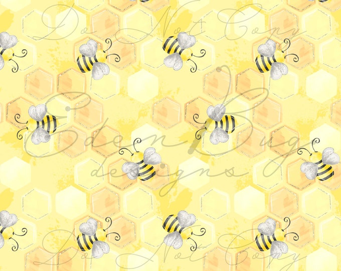 Bees Digital Paper, Watercolor Bumble Bee Seamless File, Seamless ...