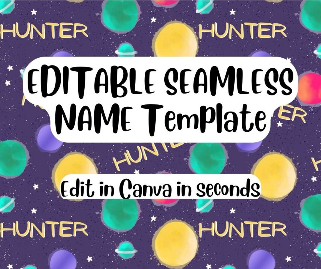 Editable Seamless Name Template, Planets Digital Paper, Outer Space ...