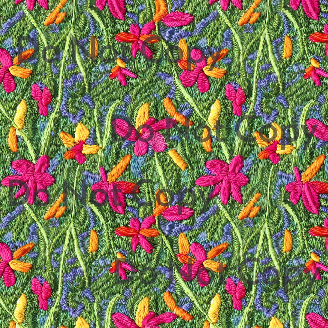 Embroidery Seamless File, Embroidery Flowers Pattern for Custom Printed ...